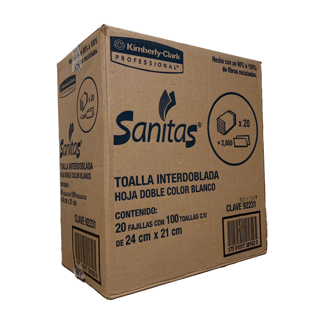 Toalla Interdoblada Sanitas 20 Fajillas De 100 Toallas C/u - Nacional ...